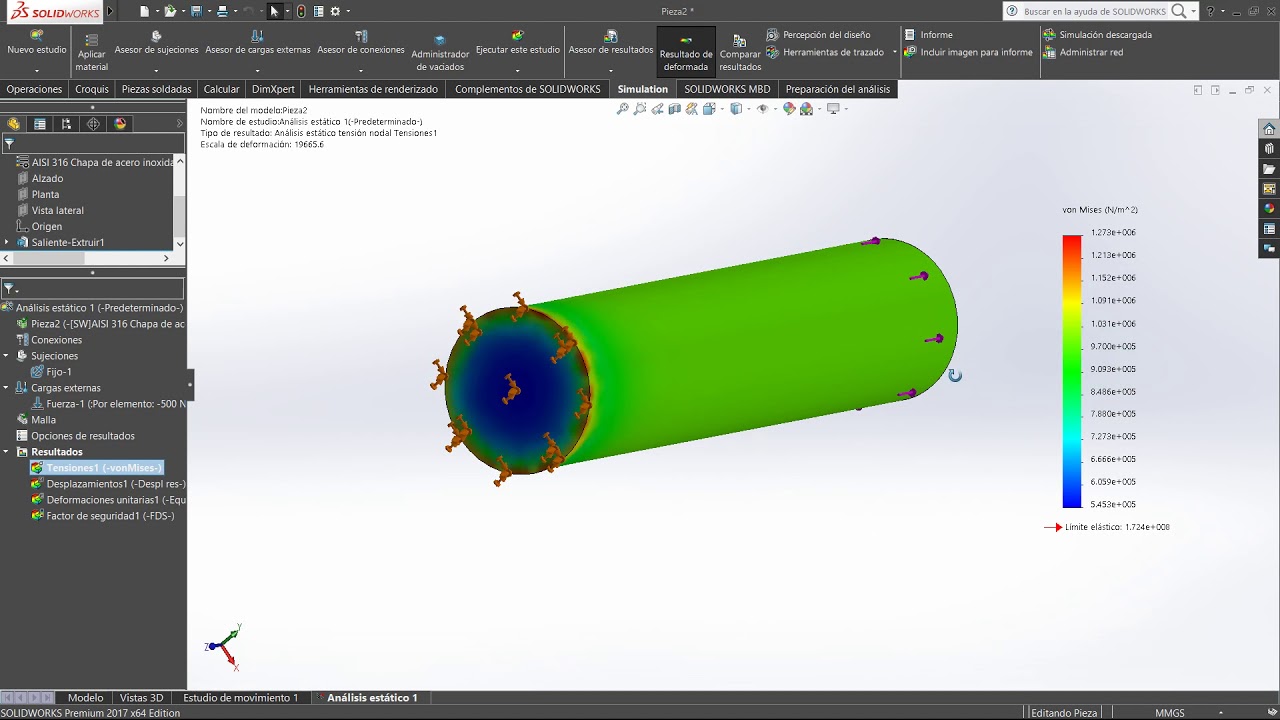 Cómo hacer un análisis de elementos finitos en SolidWorks - YouTube