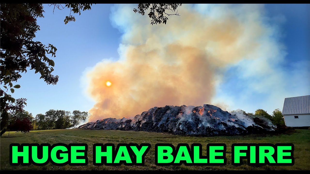 Huge Hay Bale Fire Burns 800 Feet of Hay - YouTube