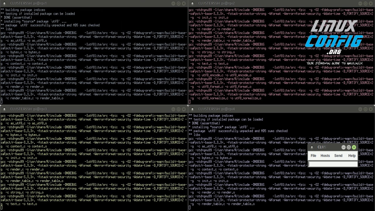RPi cluster via clusterssh - YouTube