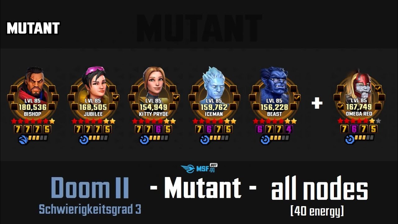 Marvel Strike Force - Doom-Raid 2.3 - Mutant - all nodes (40 energy) - YouTube