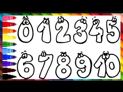 Drawing and Coloring the Numbers from 0 to 10 0️⃣- 1️⃣0️⃣ 🌈 Drawings ...