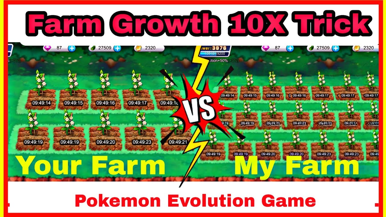 😳 10X GROWTH FARM ♻️⛳ | Tips and tricks | Pokemon Evolution and POKE VS ...