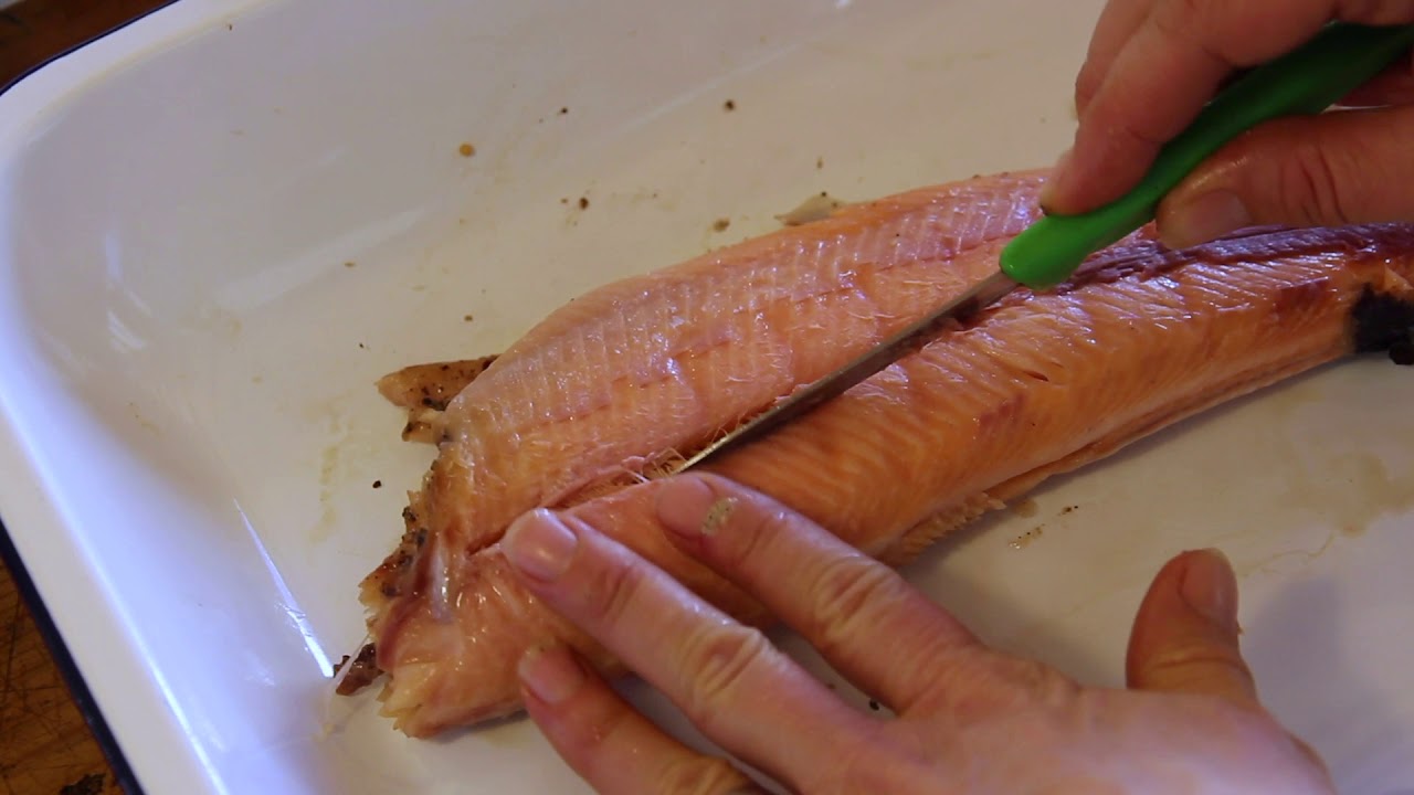 How to de-bone a whole hot-smoked trout - YouTube