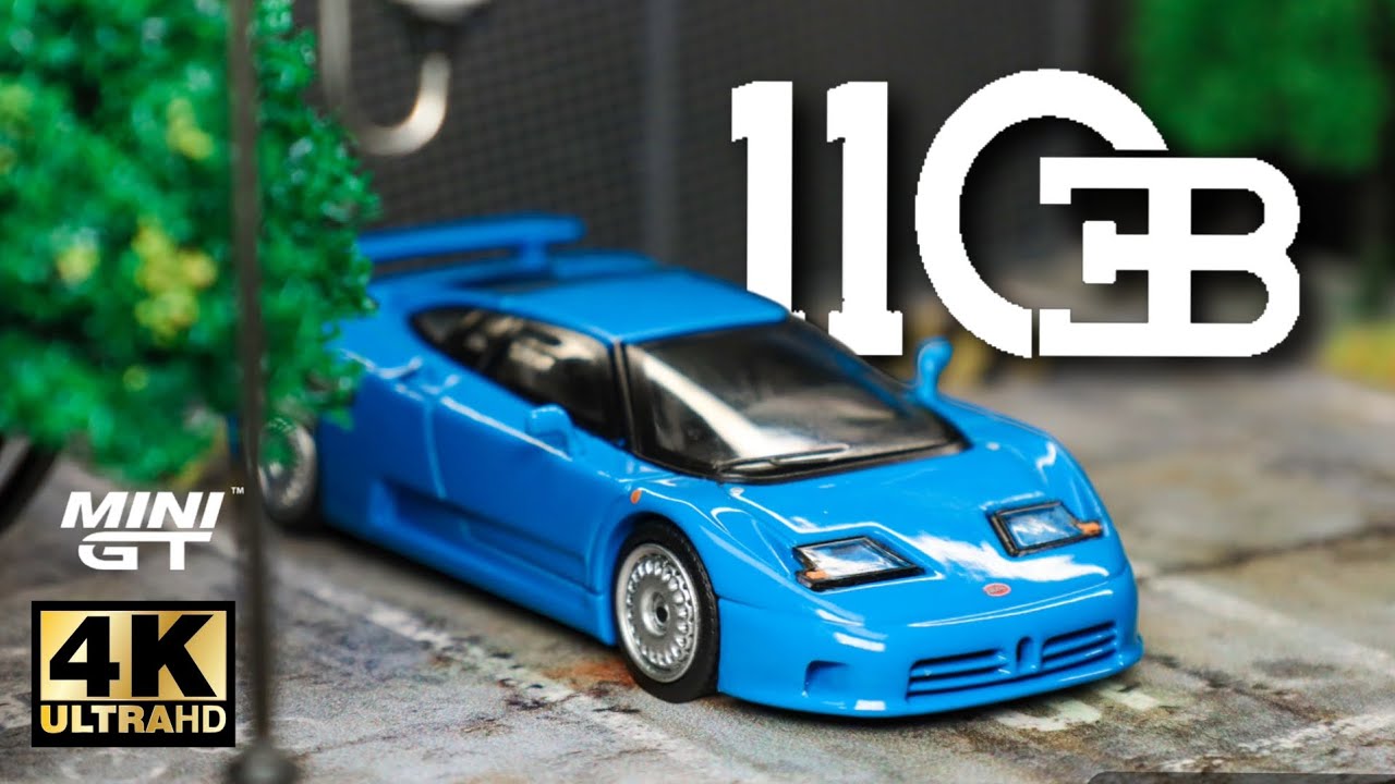 Mini GT 1:64 - Bugatti EB110 GT Blu Bugatti l Cinema Shot 4K Die-cast ...