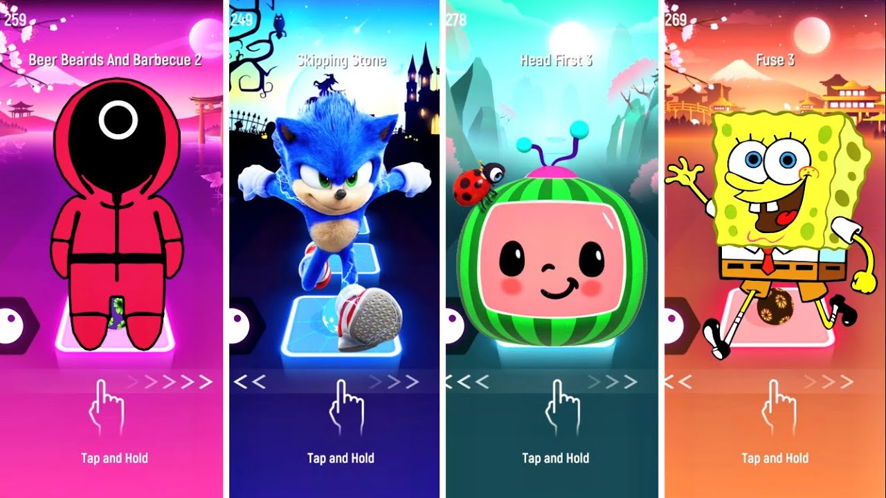 Tiles Hop Sonic - Cocomelon - Squid Game - SpongeBob - YouTube