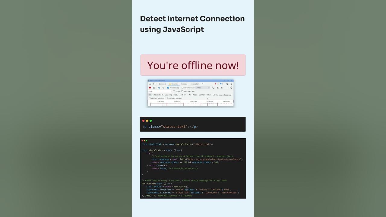 Detect Internet Connection Status In Javascript Youtube