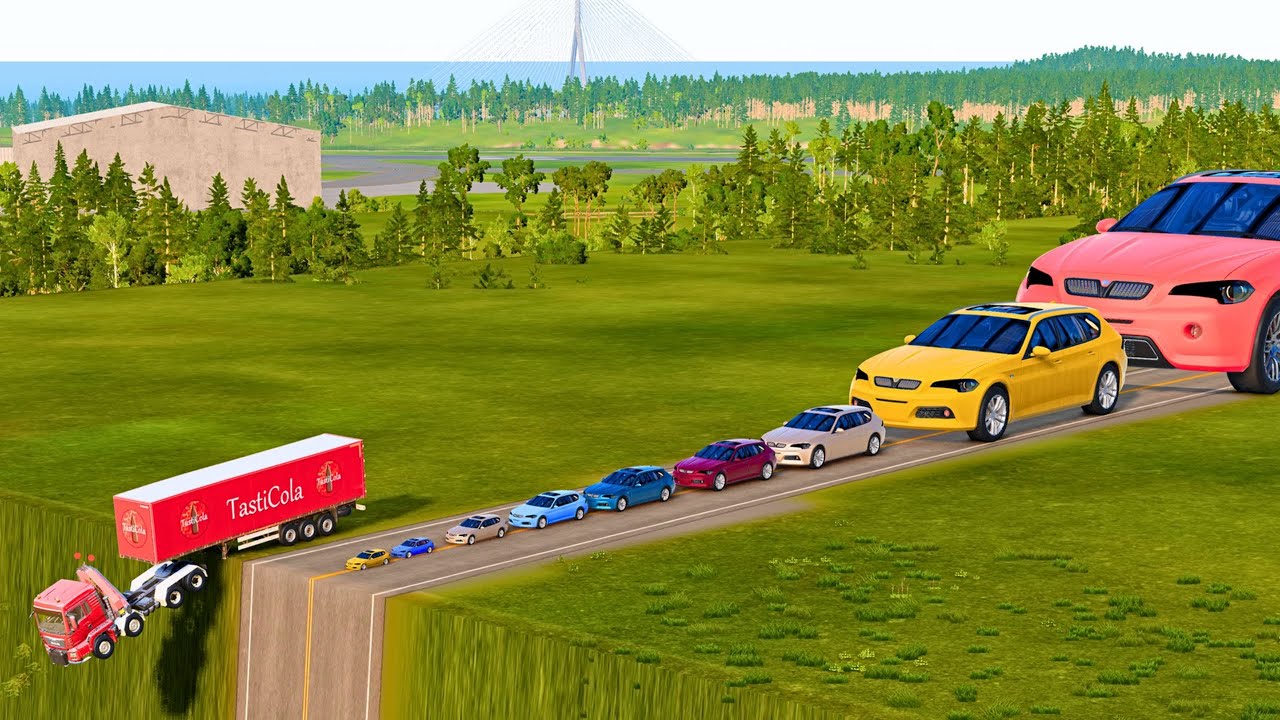 Big & Small Cars VS Unfinished Road - BeamNg Drive - YouTube