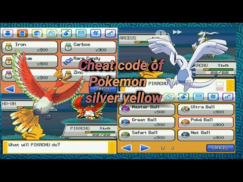 All cheat code of Pokemon silver yellow nds version - YouTube