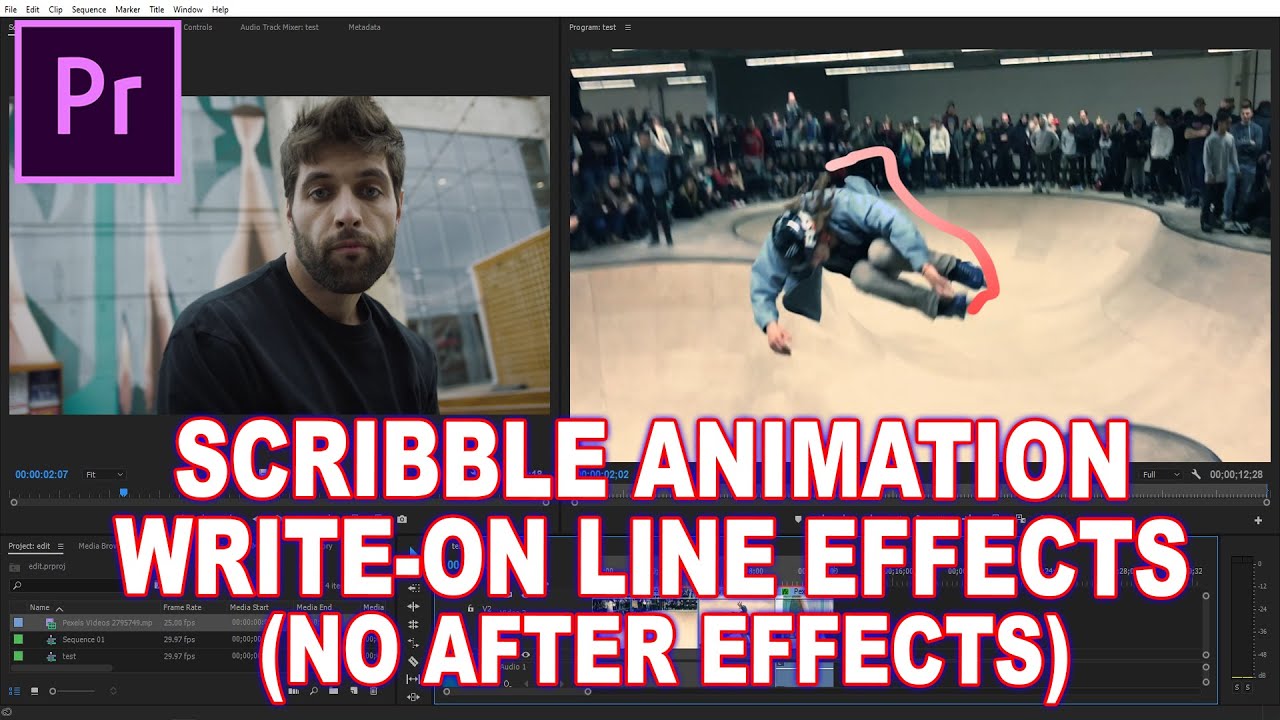How to SCRIBBLE Animation write-on line effects in Premiere Pro ...