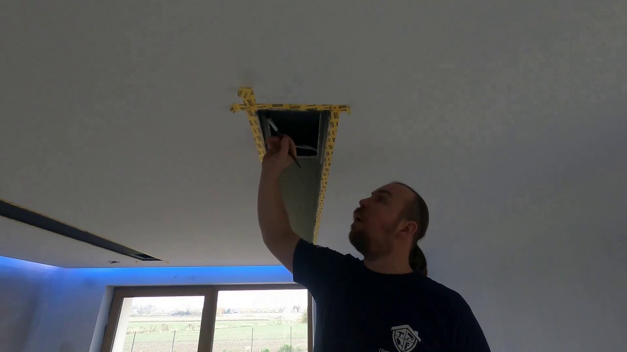 Painting black recess on the white ceiling (timelapse) - YouTube