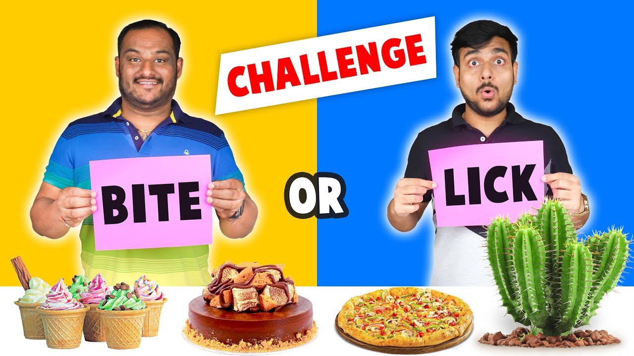 BITE OR LICK CHALLENGE | Food Bite Challenge | Food Lick Challenge ...