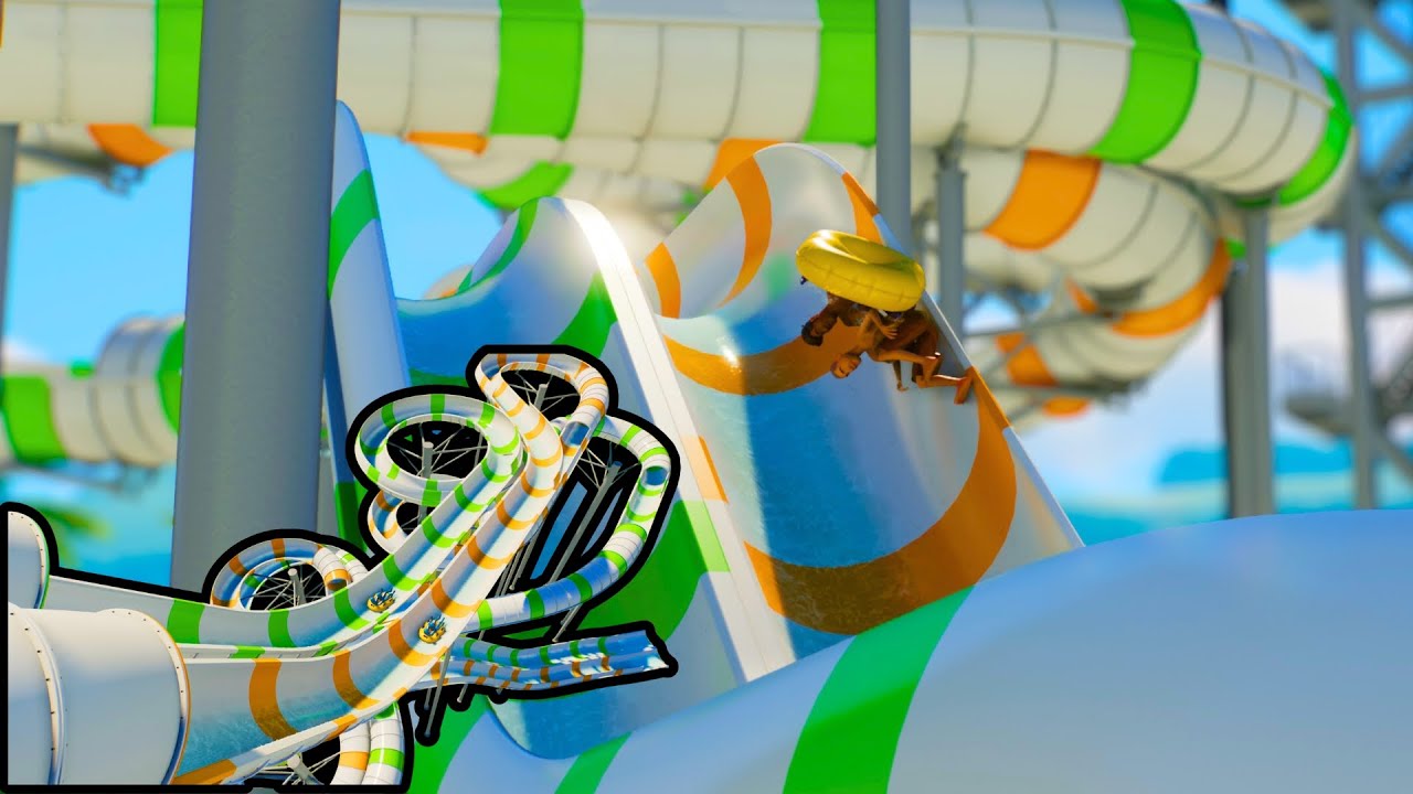 INSANE Dueling Racing Water Slide - Planet Coaster 2 - YouTube