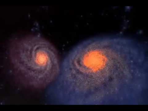 Galaxy collision simulation - YouTube