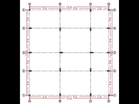 AutoCAD Columns Plan 2 with Grid Lines (Row & Column numbers) Block ...