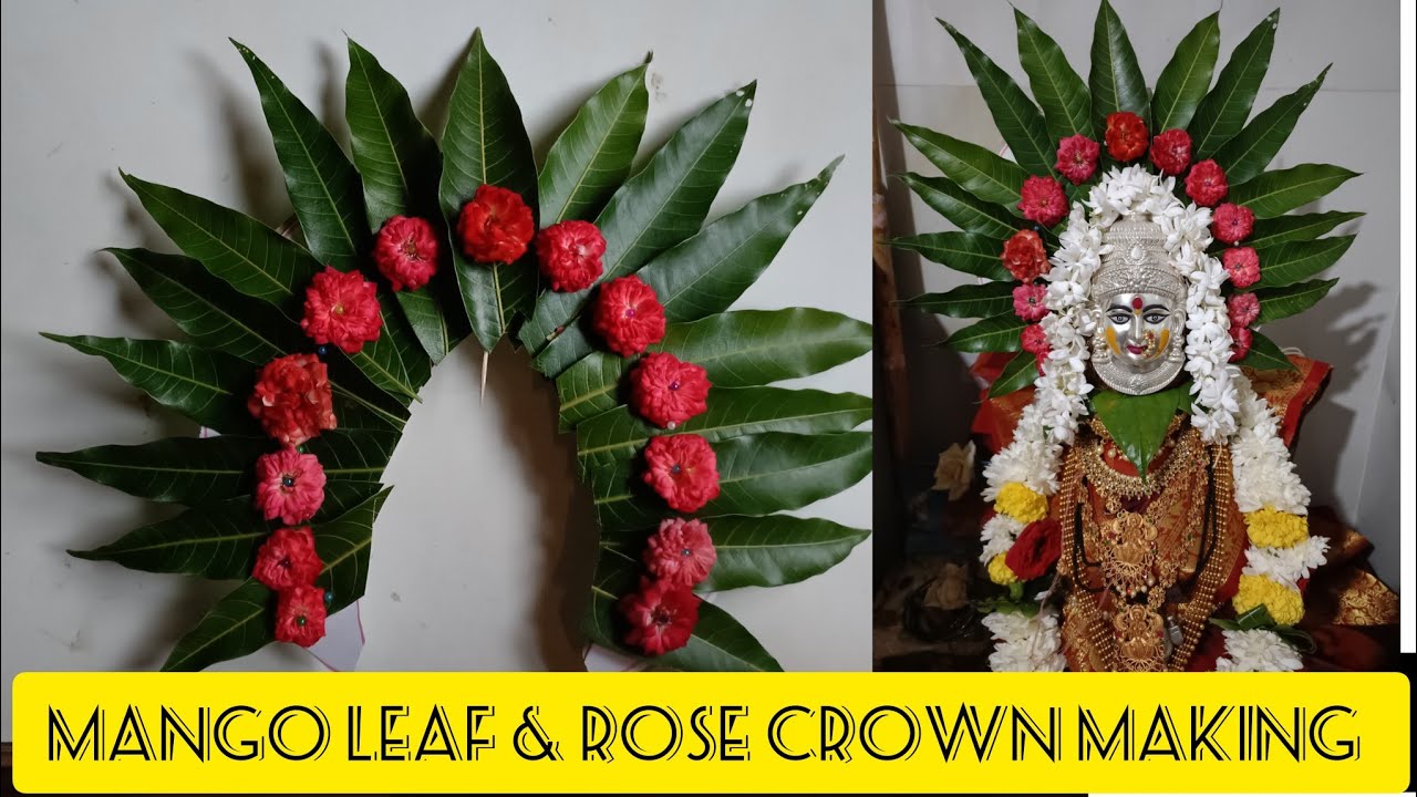 Mango leaf crown for Laxmi Puja decoration || laxmi crown/ mukuta ...