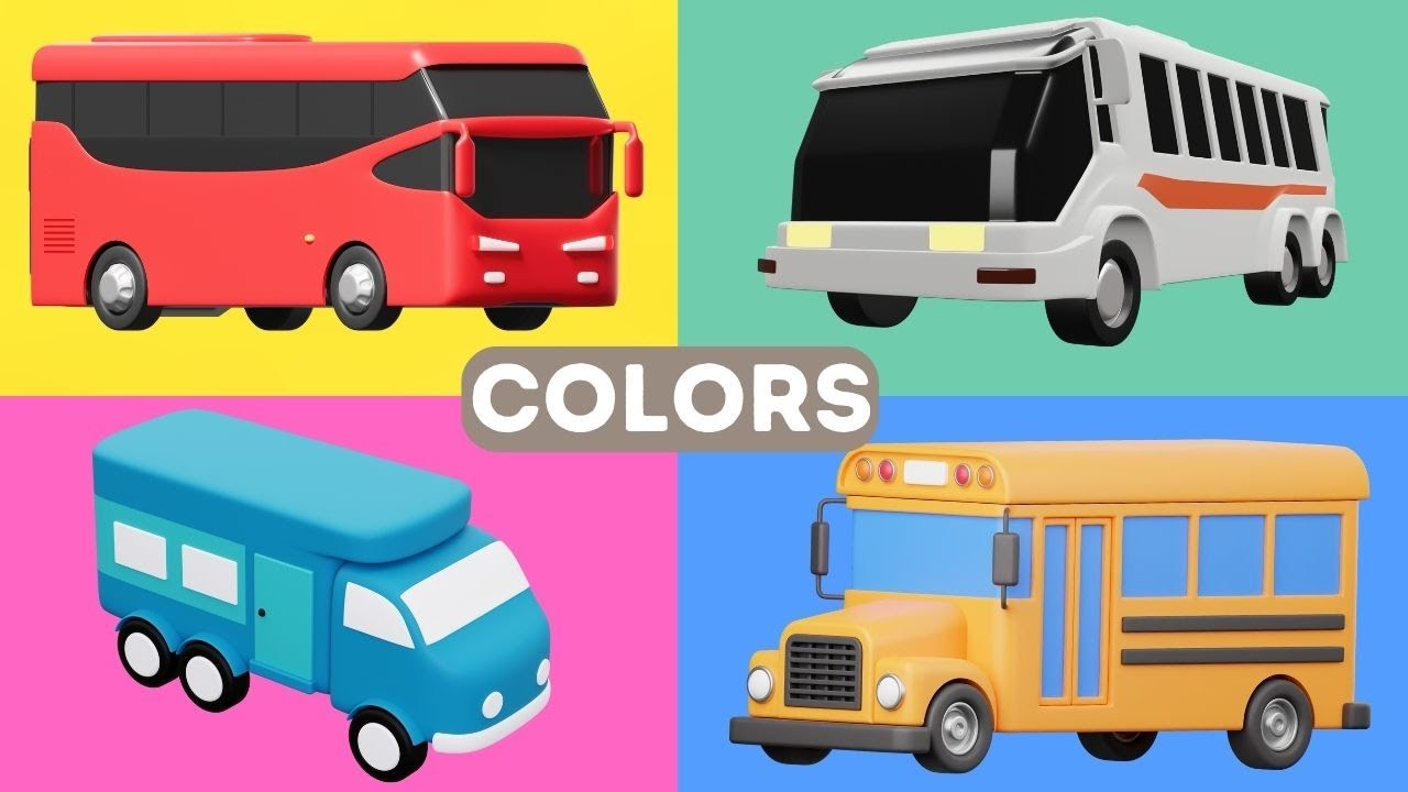 Learn Colors With Cute Colored Bus | Learn Colors For Children - YouTube