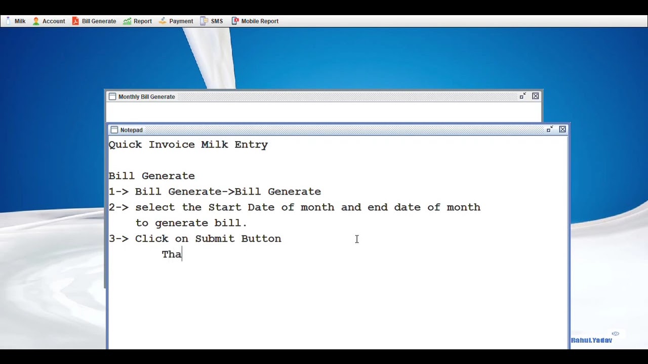 Quick Invoice | Milk Entry - Bill Generate - YouTube