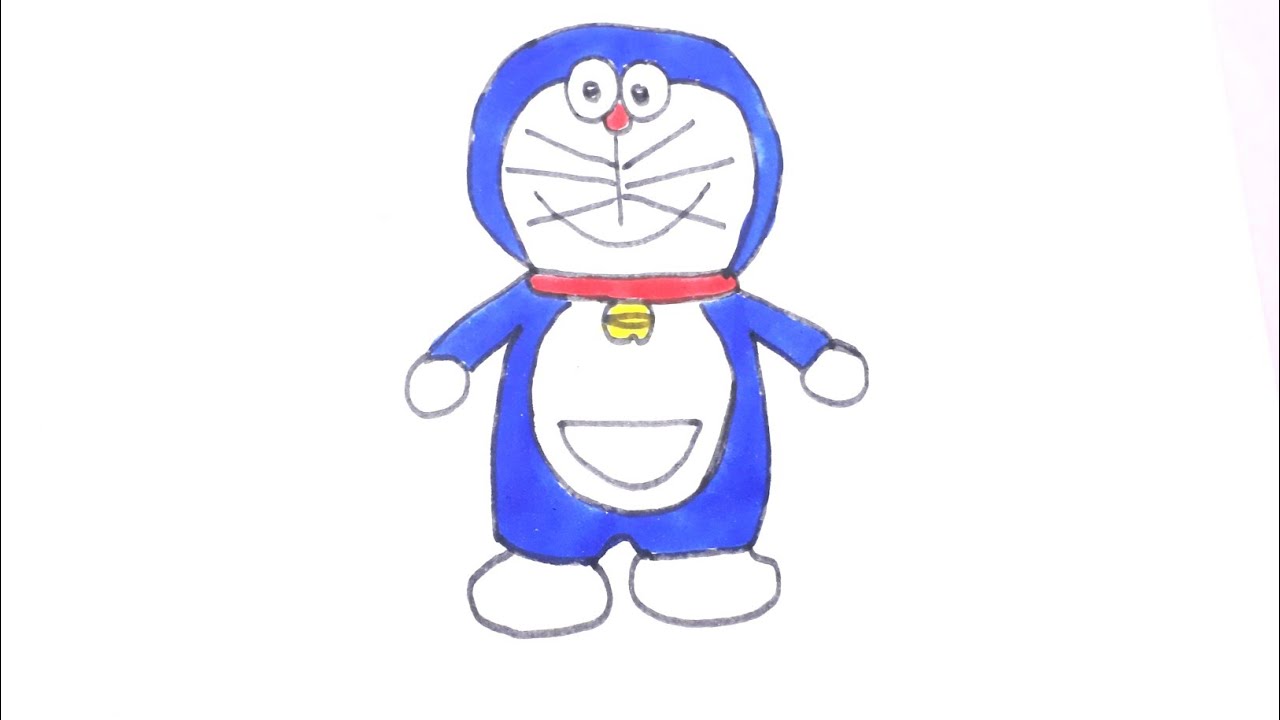 Doremon drawing and colouring | Kids drawing video |Doremon character ...
