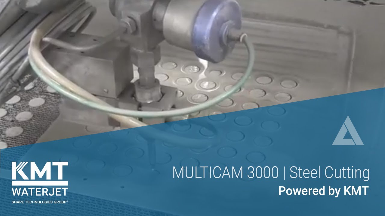 Multicam 3000 Series Waterjet Cutting .060 & .25 Stainless Steel - YouTube