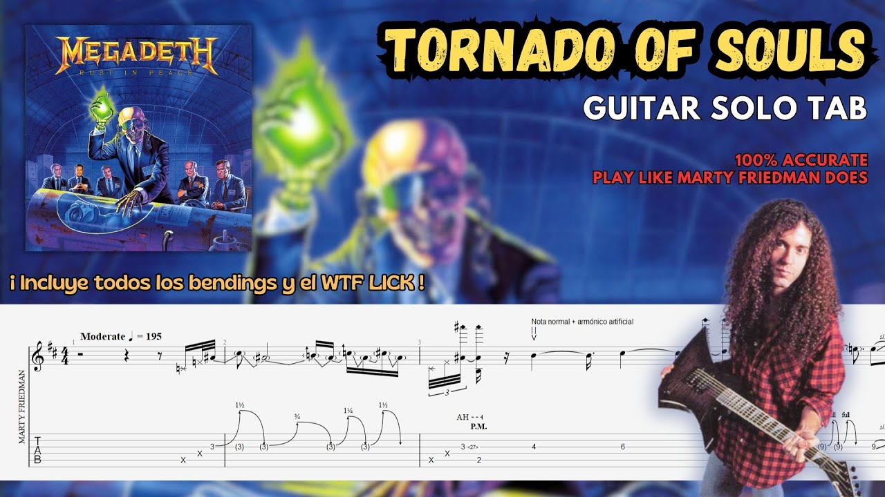 Megadeth - Tornado Of Souls | GUITAR SOLO TAB Tutorial / 100% ACCURATE / Free PDF - YouTube