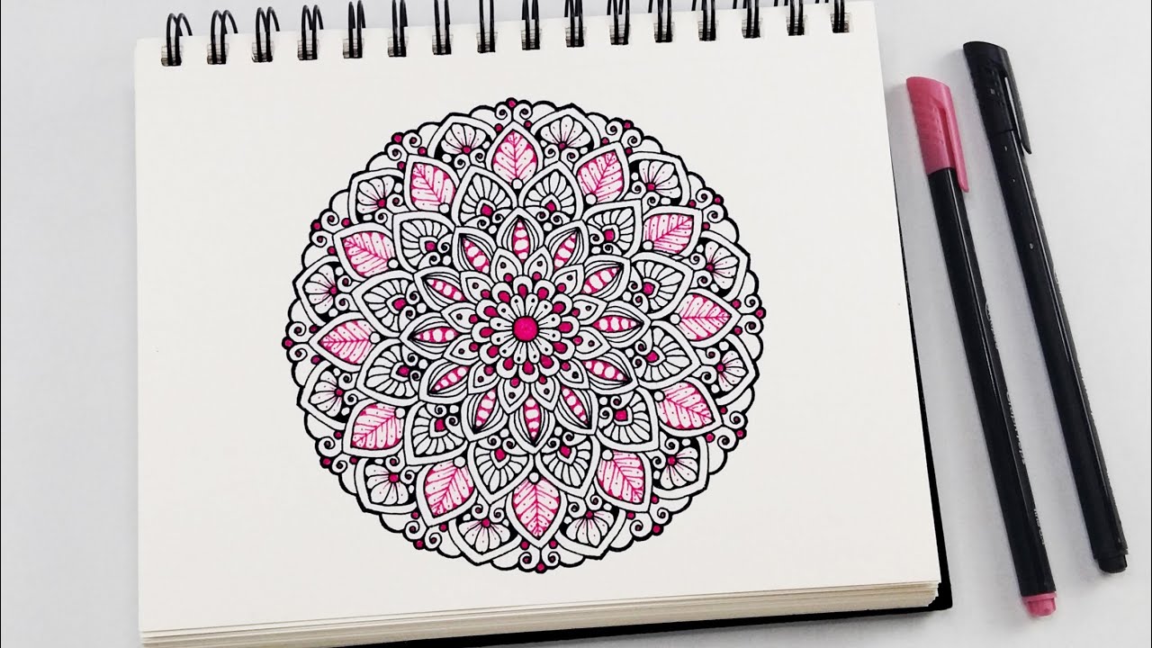 How to draw Easy Mandala Art for beginners | Mandala using colored pens ...