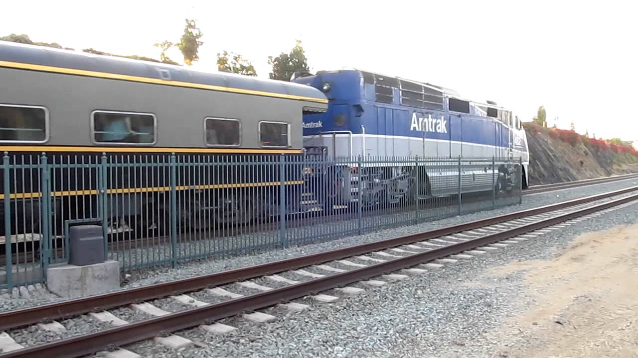 Amtrak #462 & Amtrak #451 Depart From Solana Beach Station 08-18-2012 ...