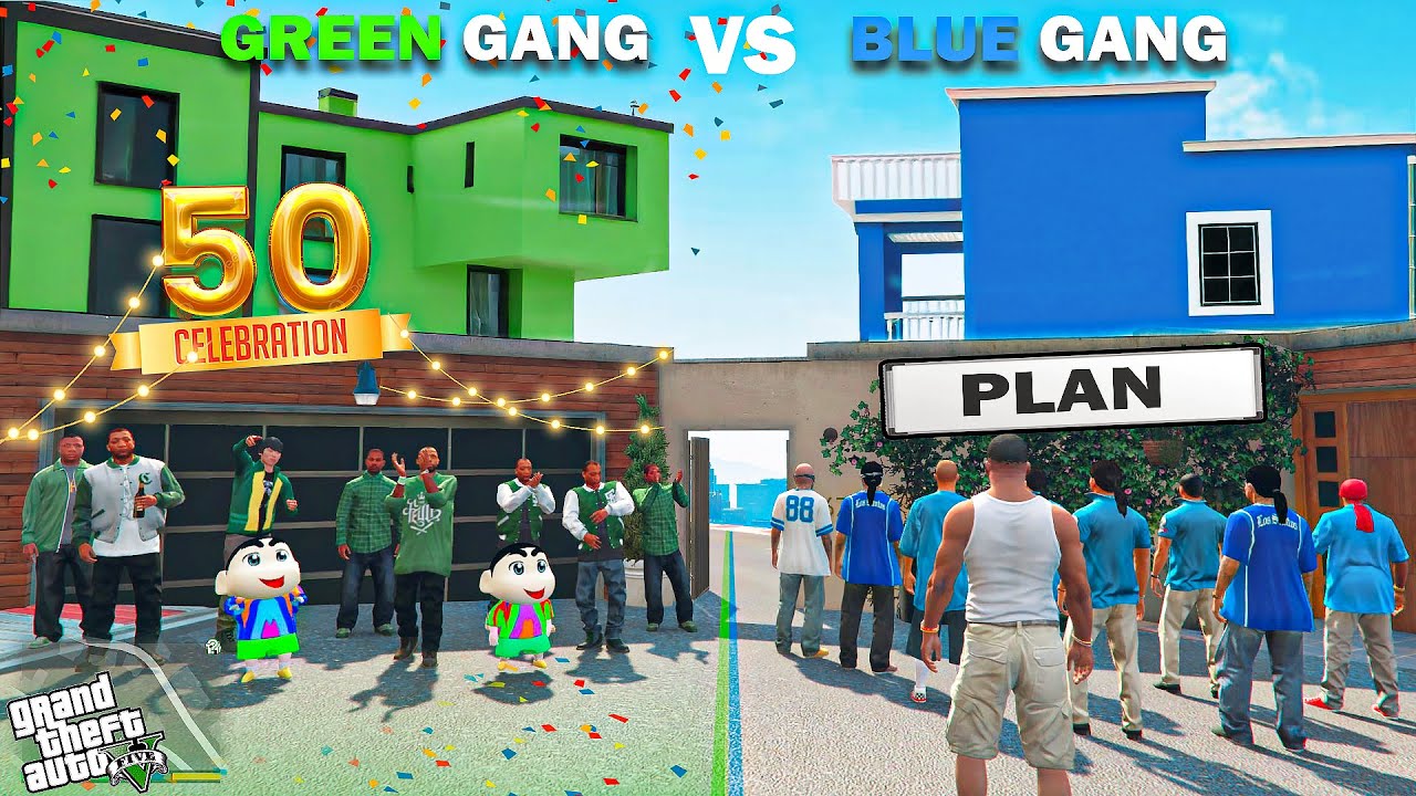 Shinchan Green Gang Celebration Vs Franklin Blue Gang Revenge Planning ...