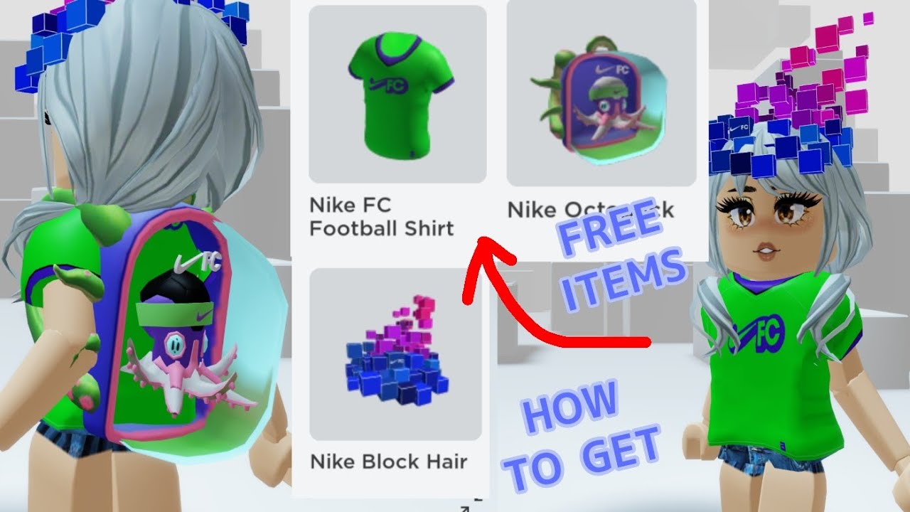 Tips: How to get NikeLand Free UGC ITEMS | Octopus backpack, Nike shirt ...