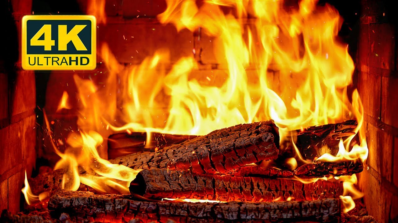 🔥 FIREPLACE Ultra HD 4K. Fireplace with Crackling Fire Sounds ...
