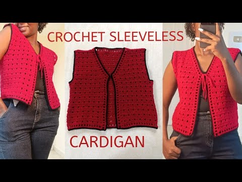 DIY Sleeveless Crochet Cardigan Tutorial | Step-by-Step for Beginners ...