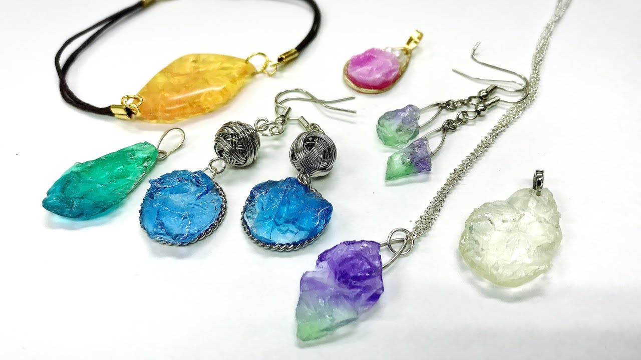 【UVレジン 100均】モールド不要でとっても簡単 ️鉱石風アクセサリー作ってみました💎 UV resin Ore accessories ...