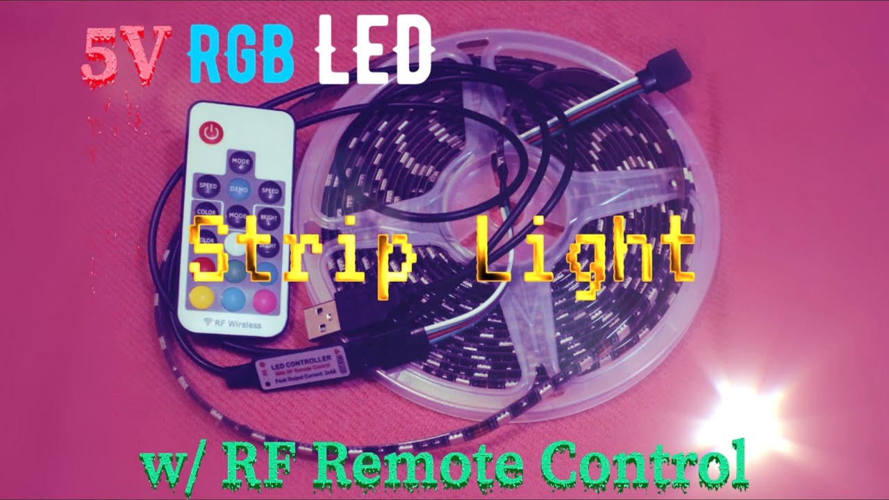 5V RGB LED Strip Light w/ RF Remote Control | Unboxing & Review - YouTube