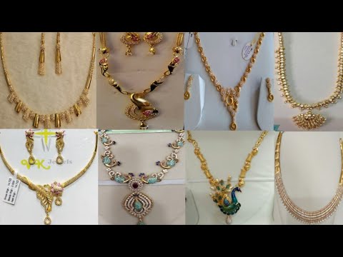 White stone gold necklace design/Gold necklace collection ...
