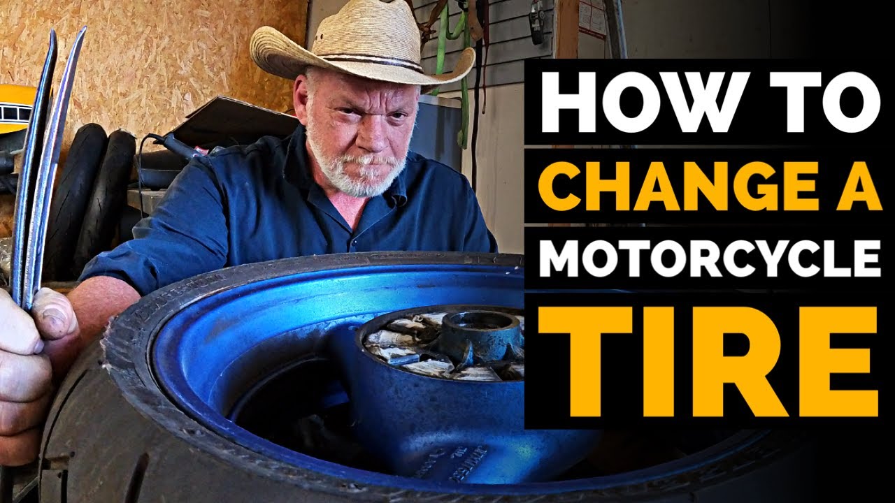 Manual motorcycle tire change by Hand at Home Do it Yourself DIY - YouTube
