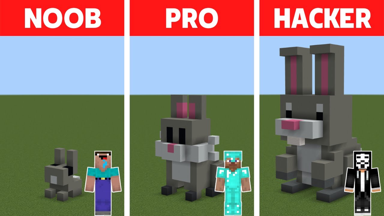 Minecraft NOOB vs PRO vs HACKER: RABBIT BUILD CHALLENGE / Animation ...