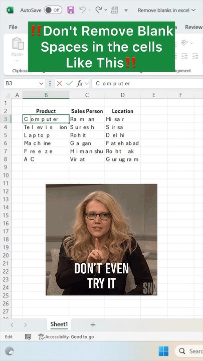 Don't Remove Blank Spaces in Excel‼️ Instead Use Most Useful Trick #excel #shorts #exceltips ...