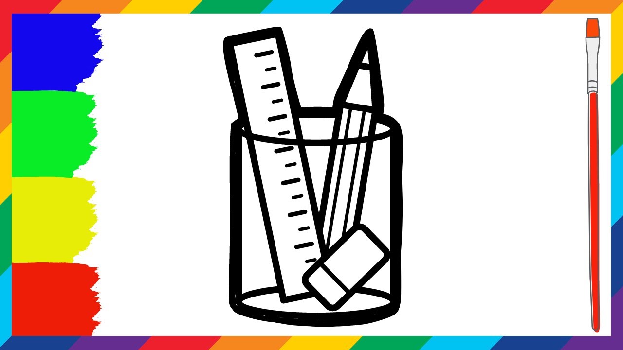 How to Draw Stationary Set for Kids | Stationary Set Drawing and ...