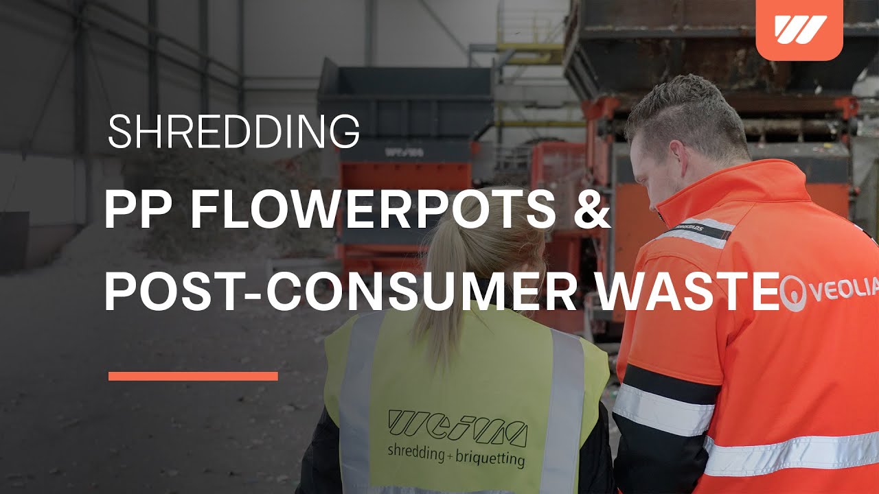 Shredding of PP flowerpots and post-consumer waste using 4 WEIMA ...