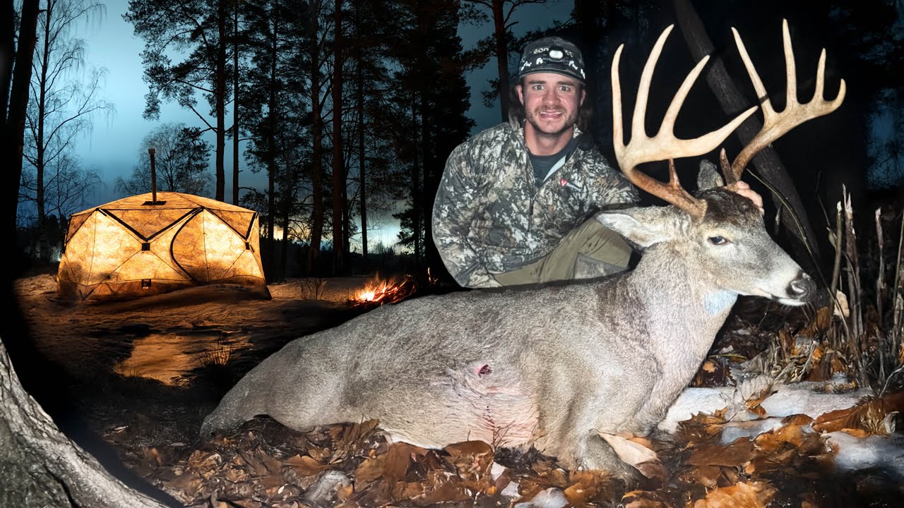 Hot Tent Camping & Deer Hunting in Freezing Conditions - YouTube
