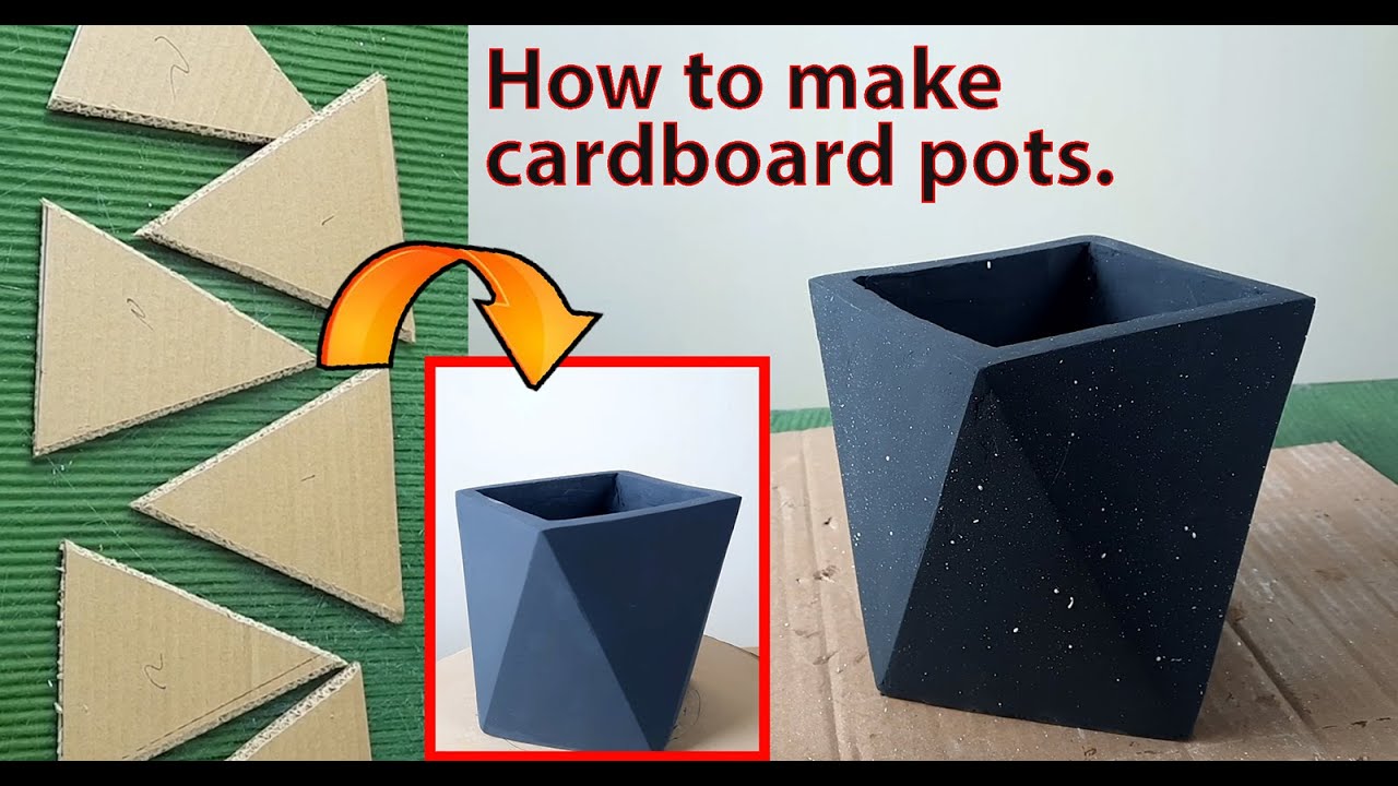 how to make cardboard pots.#diy #diycementpotathome #craft - YouTube