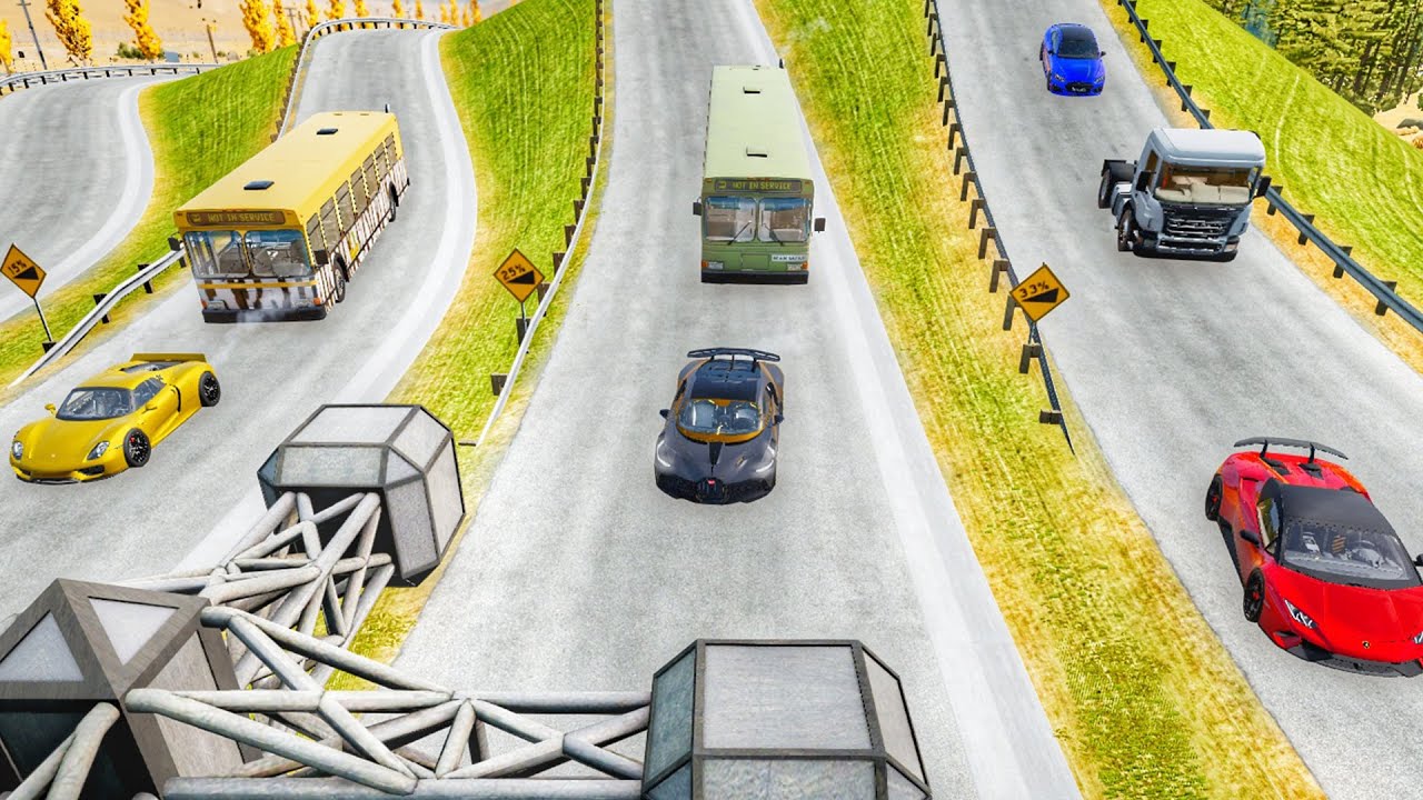 Cars vs Six Giant Spinner | Ai Script Driving - BeamNG Drive Gameplay ...