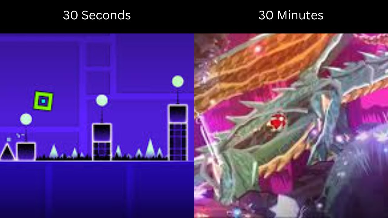 30 SECOND vs 3 MINUTE vs 30 MINUTE GEOMETRY DASH LEVEL - YouTube