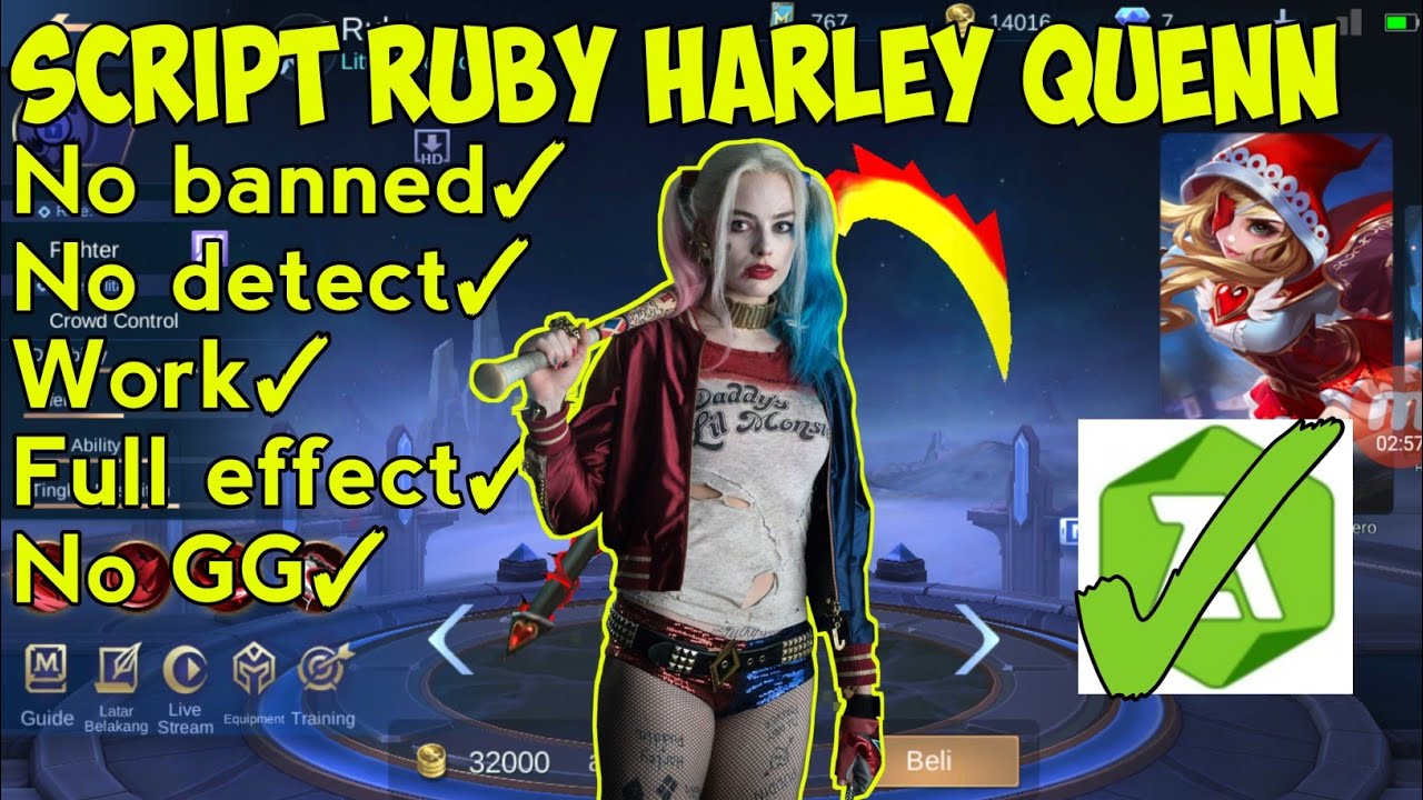 UPDATE !! Script Ruby Harley quinn | MLBB INDONESIA - YouTube