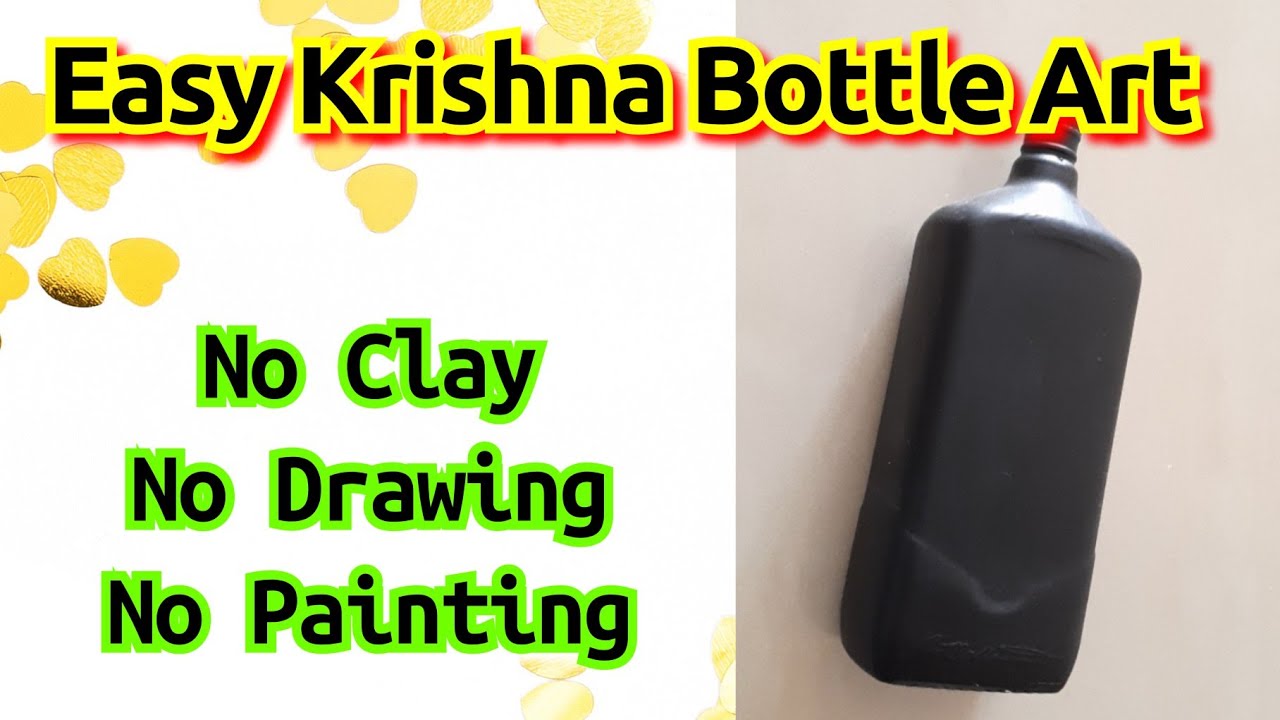 Vishu special|Sree Krishna Bottle Art|Bottle Craft|Easy Decoupage on bottle without decoupage ...
