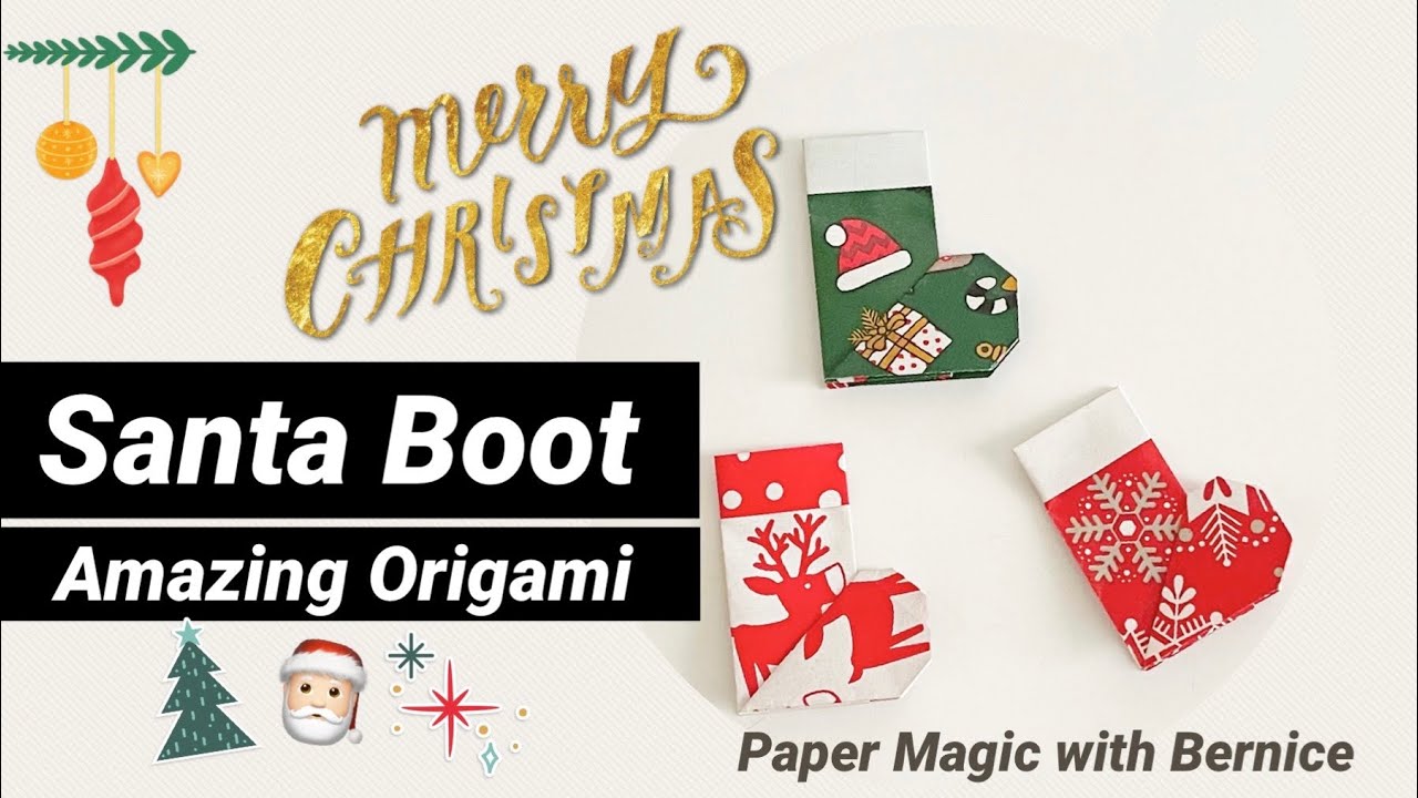 Origami Santa Boots 🎅 | How to do Santa Boots | DIY Santa Boots made of ...