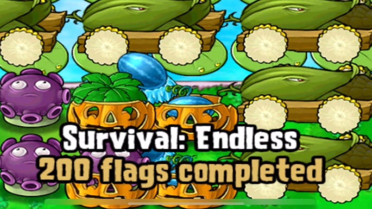 PvZ Survival Endless 200 flags - YouTube