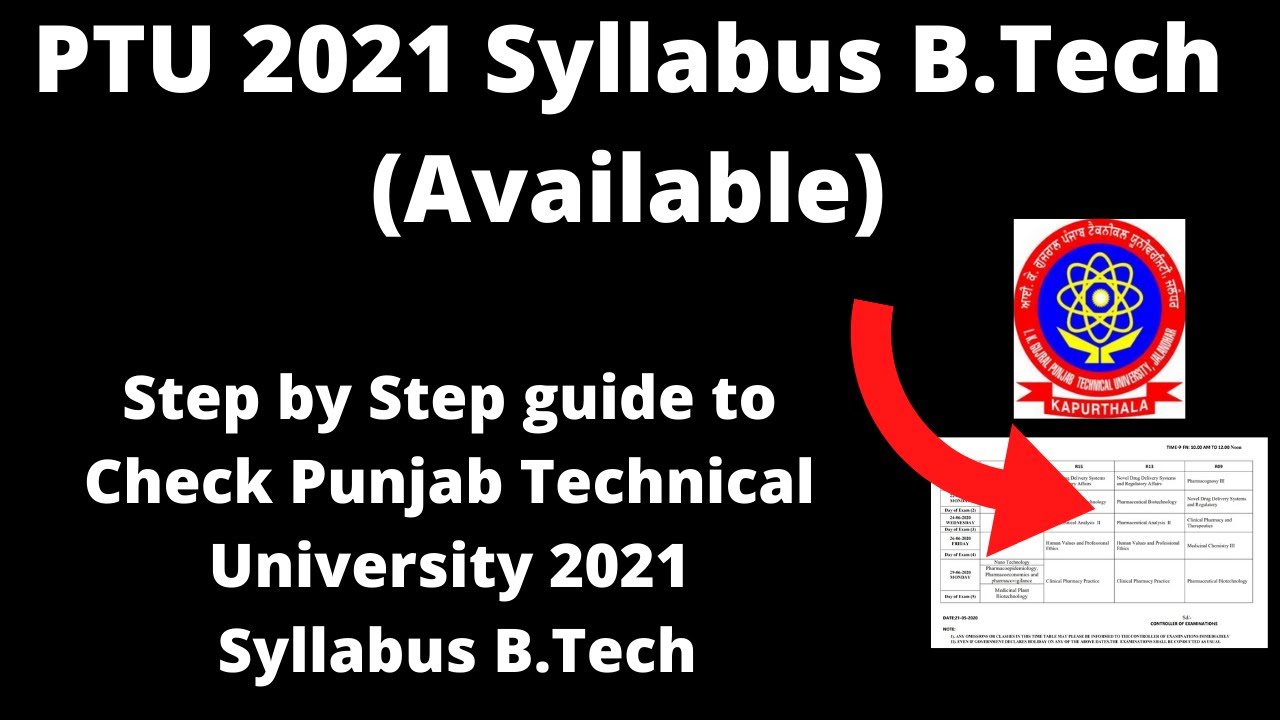 PTU 2021 Syllabus B.Tech (Available) - How to Check Punjab Technical ...
