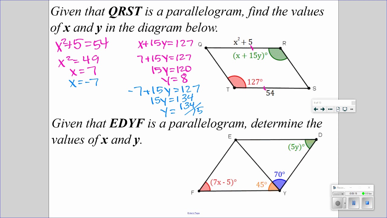 6.3 Tests for Parallelograms - YouTube
