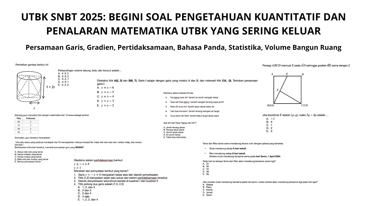 SOAL UTBK SNBT YANG SERING KELUAR!! GAMBARAN SOAL UTBK SNBT 2025 | PART ...