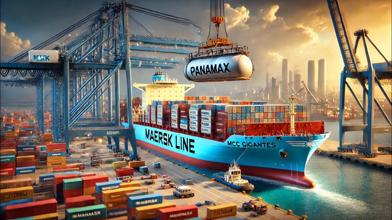 How Container Crane Operator Operates MCC Gigantes Maersk Ship Loading ...